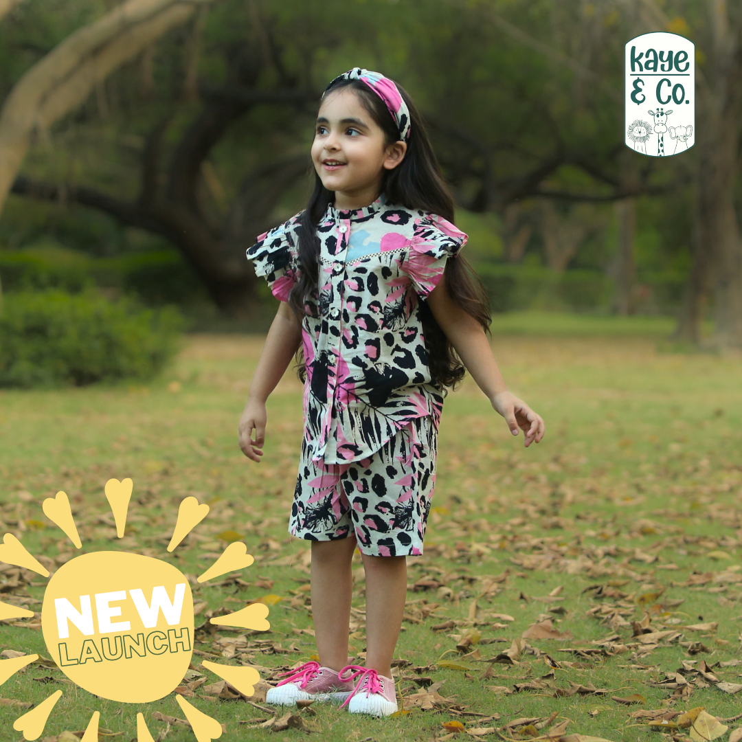 Tropical Animal Print Girls Co Ord Set – kayeandco.in